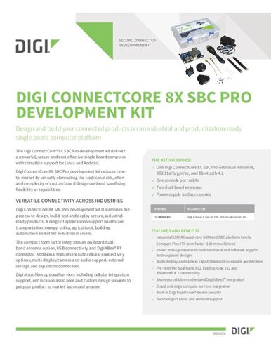 Digi ConnectCore 8X SBC Pro Development Kit Datasheet | Digi International