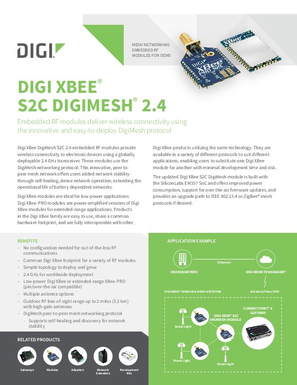 Digi XBee S2C DigiMesh 2.4 Datasheet | Digi International