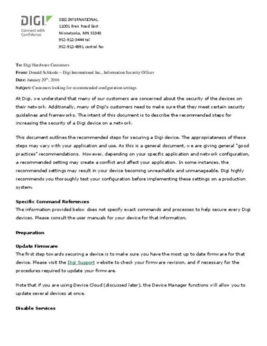 Recommended Steps for Securing a Digi Device | Digi International