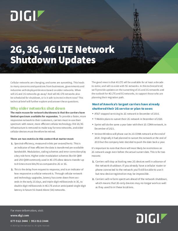 2G, 3G, 4G LTE Network Shutdown Updates | Digi International